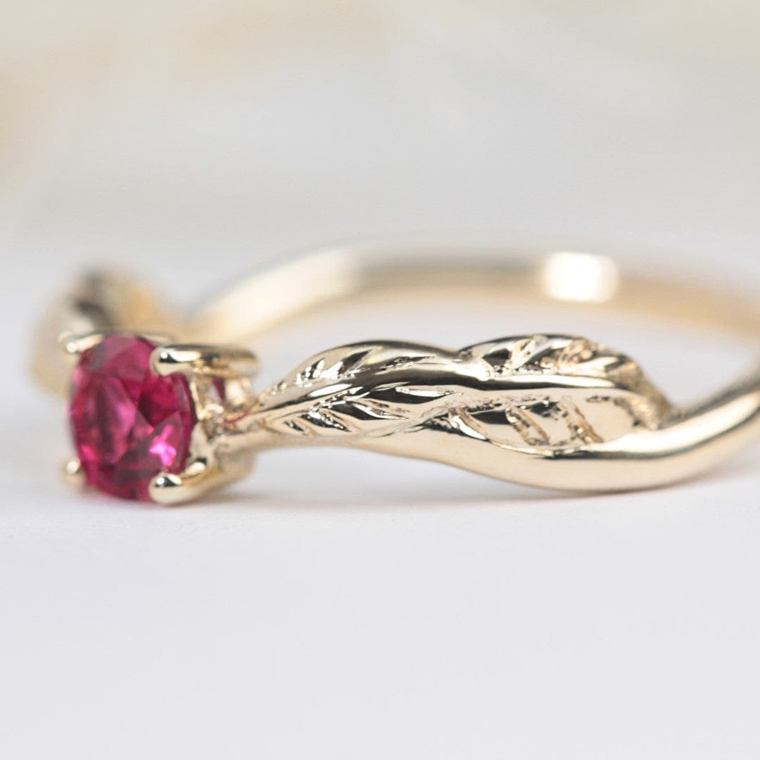 Ember Ruby Leaf Ring